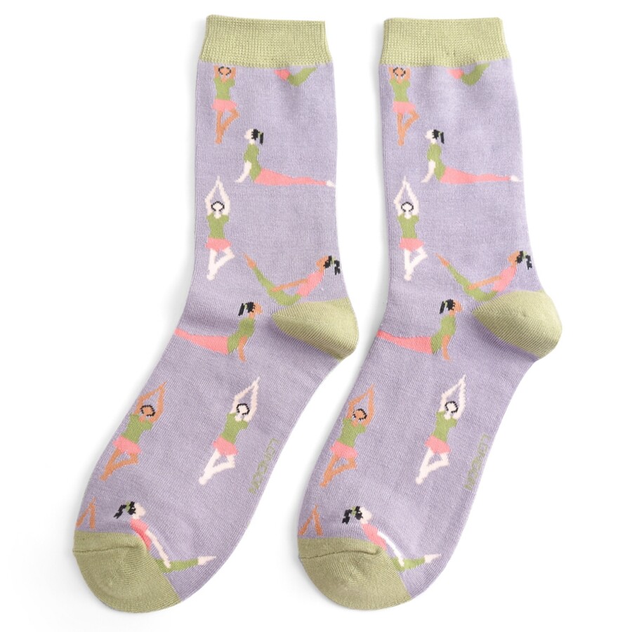 Lilac Yoga Poses Socks | Miss Sparrow | Lisa Angel